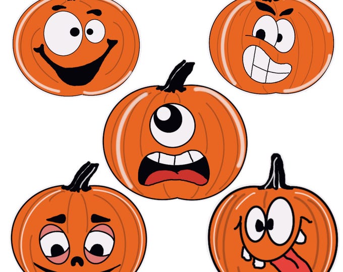 5 Cute Pumpkin Stickers for Halloween - Etsy