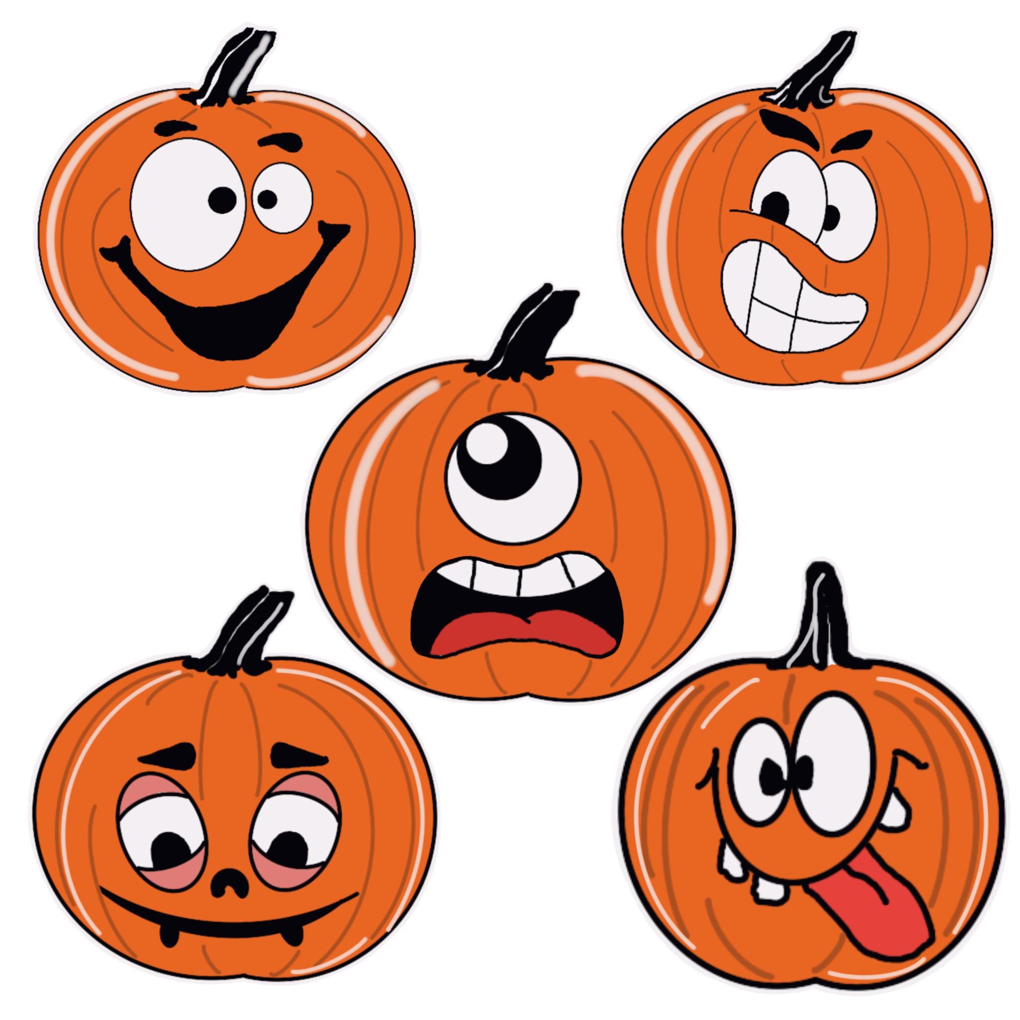 5 Cute Pumpkin Stickers for Halloween - Etsy