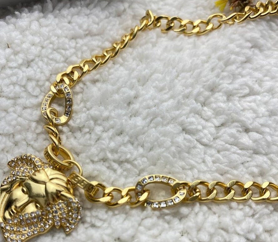 Vintage Versace Gold Medusa Chain Pendant - Etsy