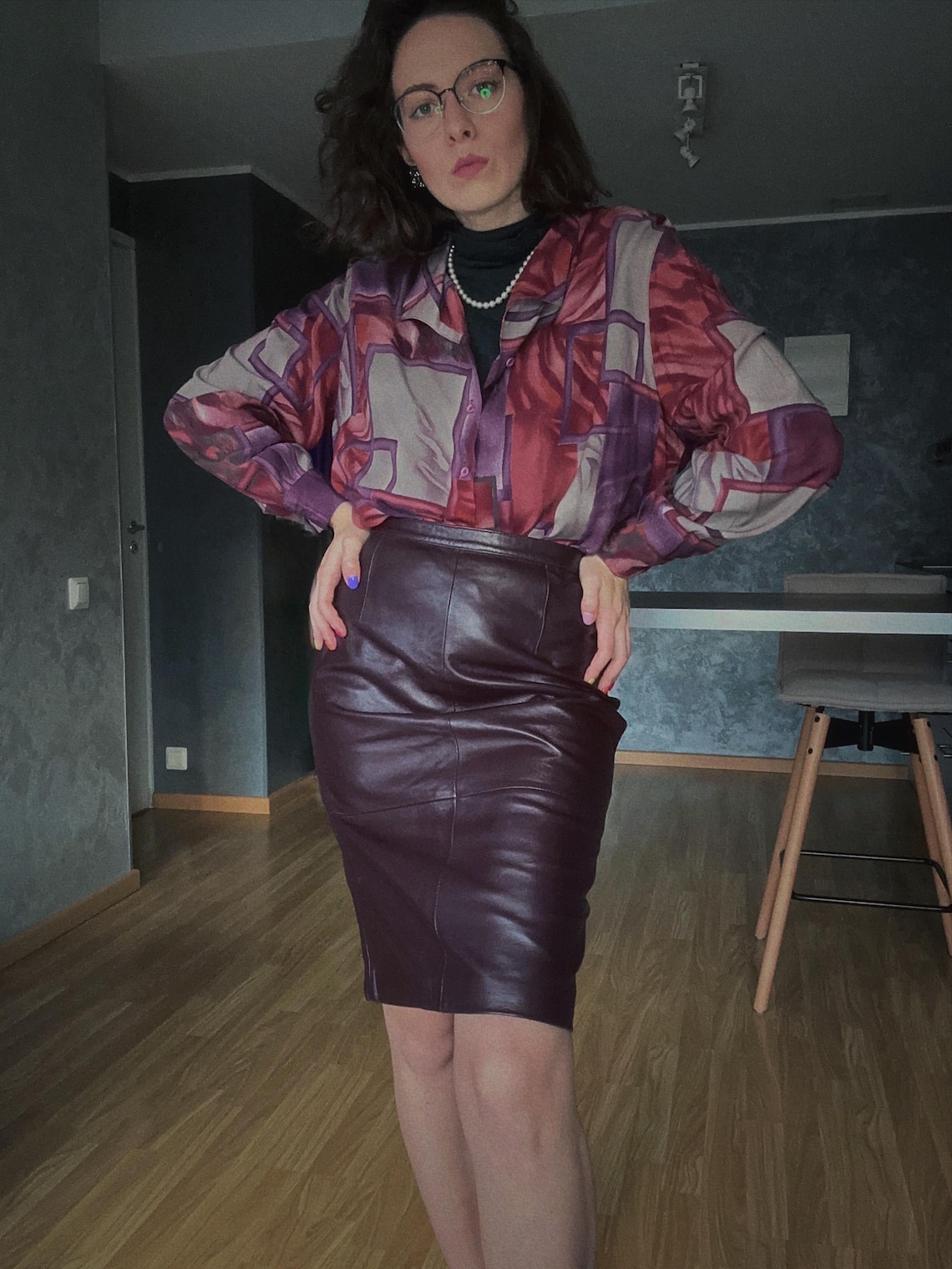 Genuine Leather Midi Skirt Classic Style - Etsy