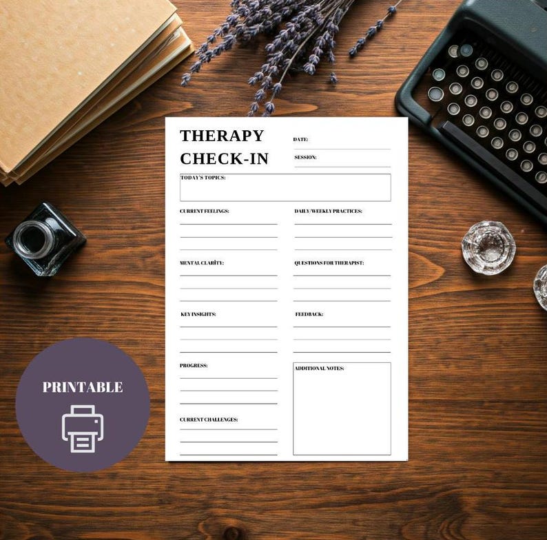 Therapy Session Progress Tracker | Minimalist Mental Health Reflection ...