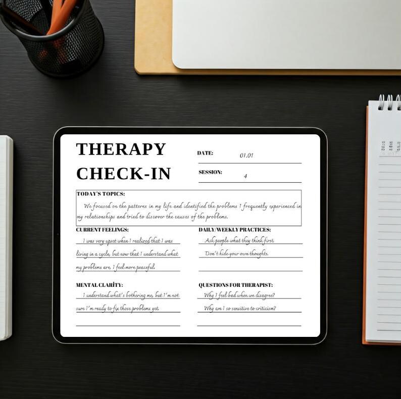 Therapy Session Progress Tracker | Minimalist Mental Health Reflection ...
