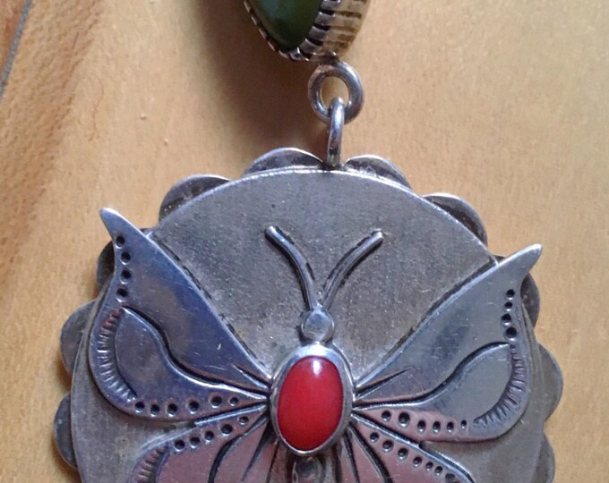 Native American Navajo Artist Isaac Dial Sterling Silver Coral and ...