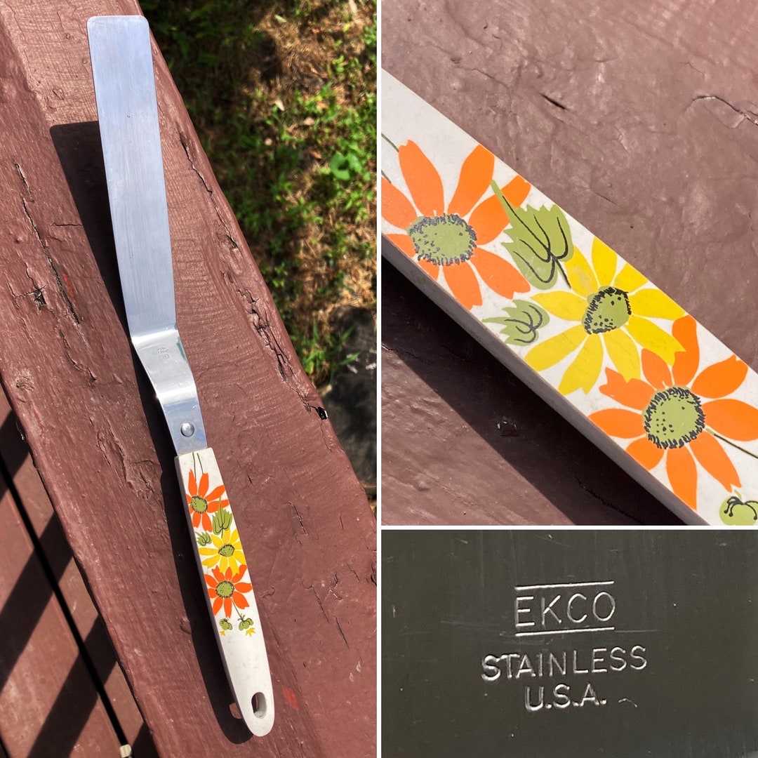 Vintage Frosting Spatula Orange Yellow Floral Ecko Flat Spatula Retro ...