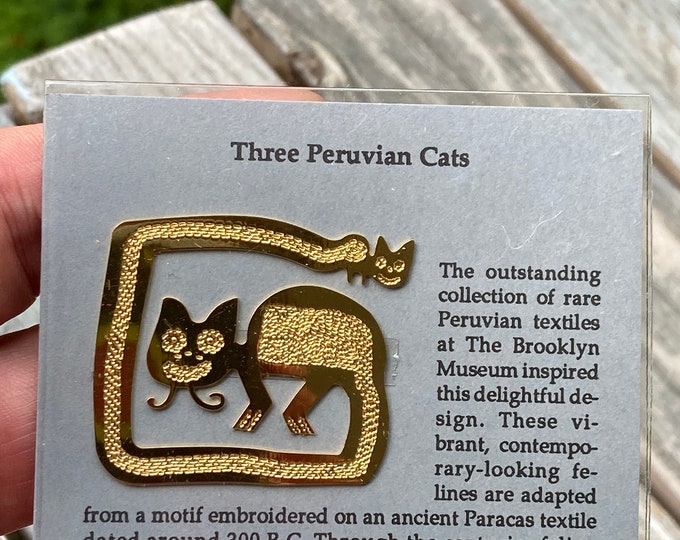 Three Peruvian Cats Brooklyn Museum Goldtone Bookmark - Etsy