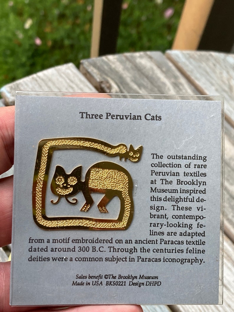Three Peruvian Cats Brooklyn Museum Goldtone Bookmark - Etsy