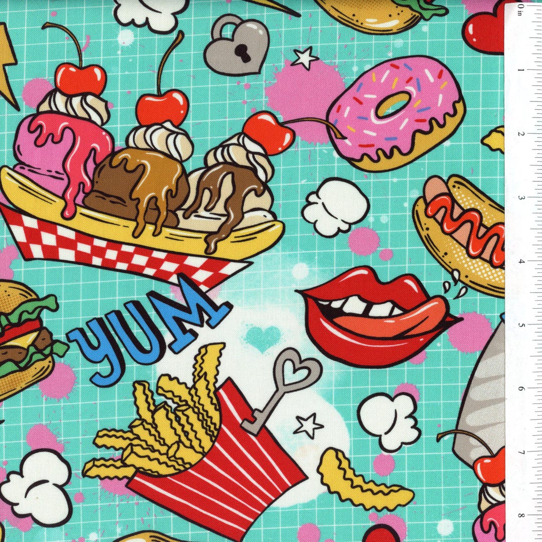 Snack Shack Main in Blue Razz by Crystal Manning for Moda Fabrics ...