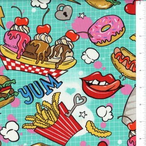 Snack Shack Main in Blue Razz by Crystal Manning for Moda Fabrics ...