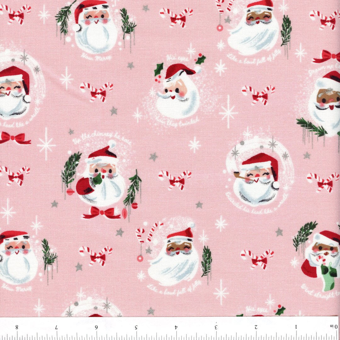 Sold by the Half Yard Twas Jolly Old Elf in Pink by Jill Howarth for ...