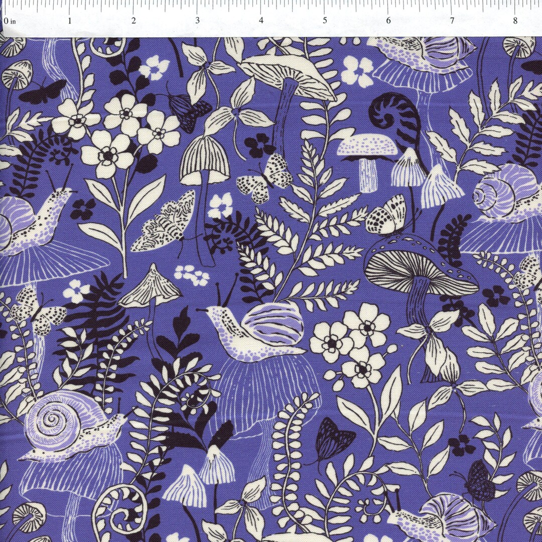 Maeve Mushroom Moth in Periwinkle by Crystal Manning for Moda Fabrics ...