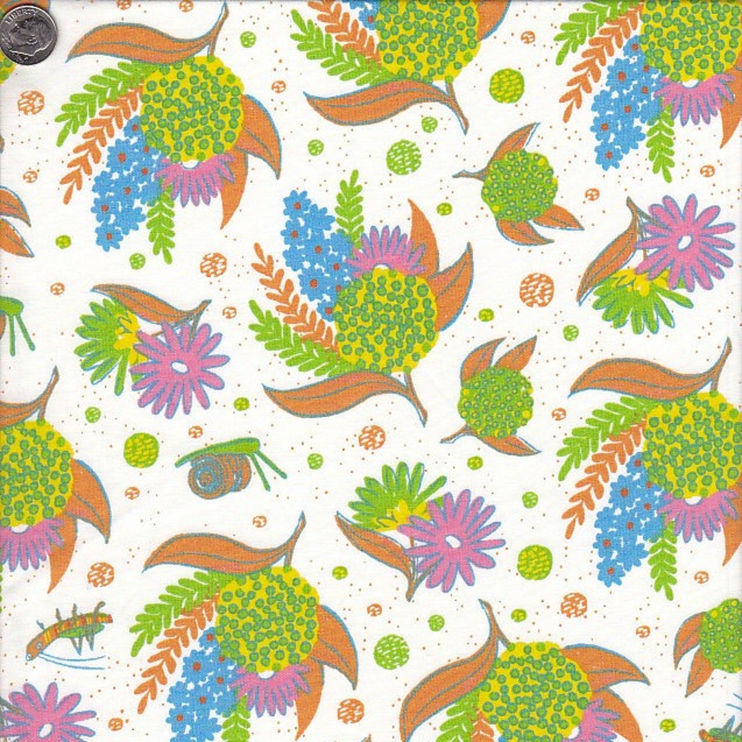 Picnic Pals Flowers on White Organic Cotton by Clothworks - Sold in ...