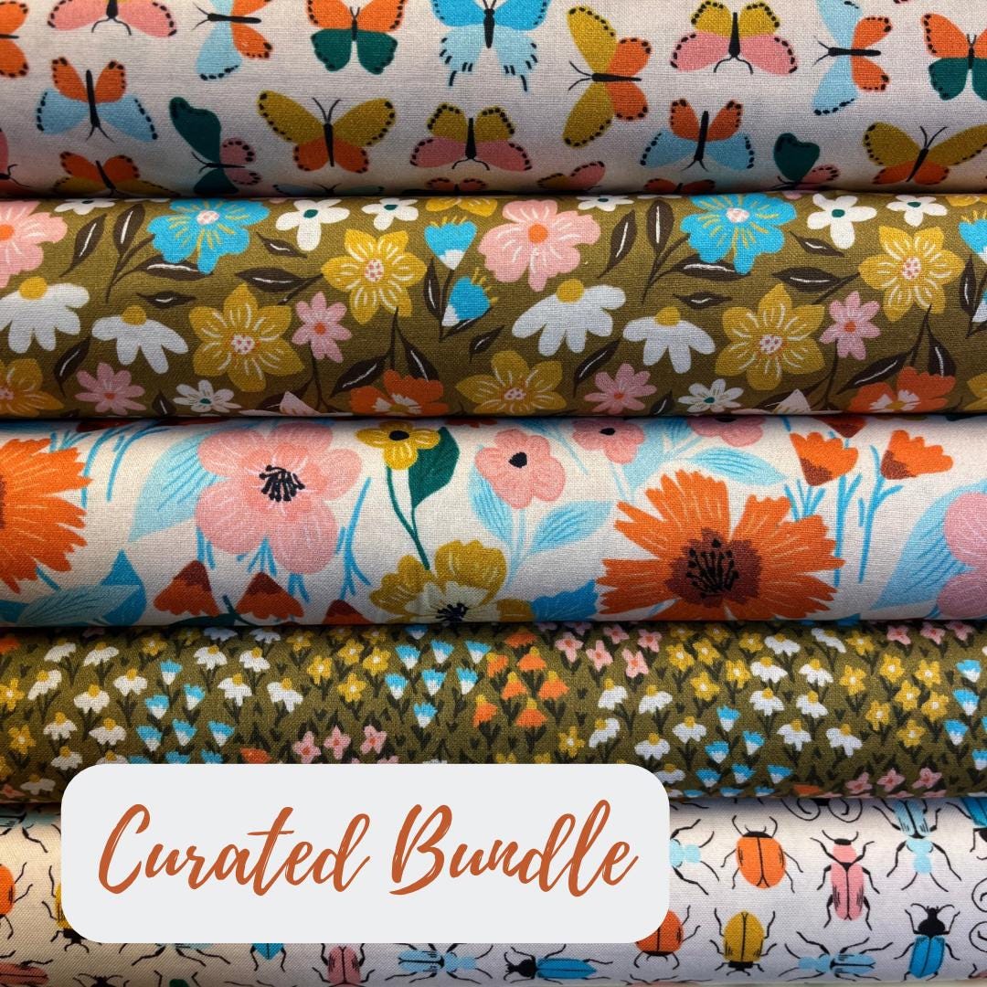 Beetles and Butterflies Fat Quarter Bundle by Felicity Fabrics - 5 Fat ...
