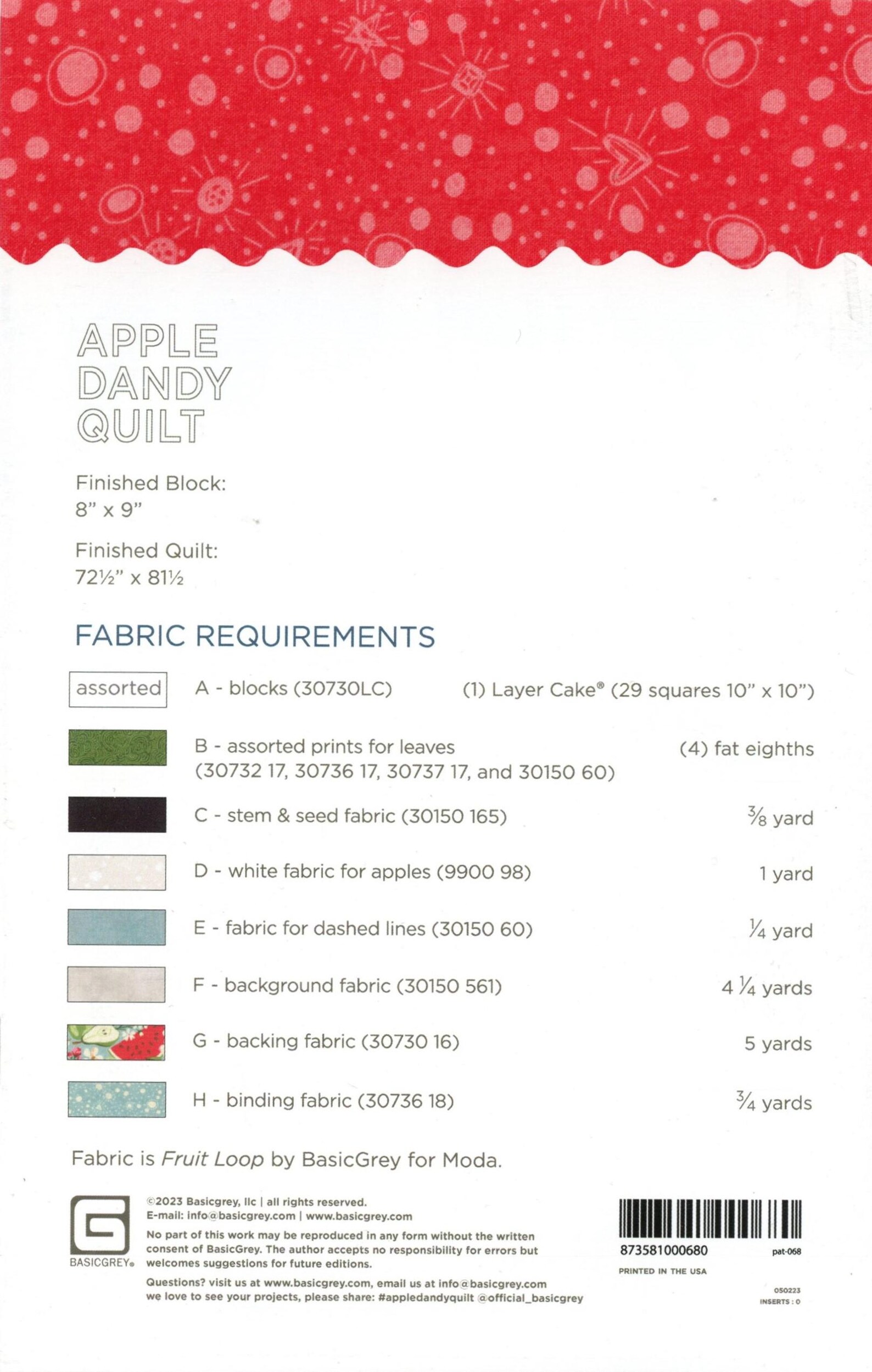Apple Dandy Quilt Pattern by Basicgrey Sewing Patterns - Etsy