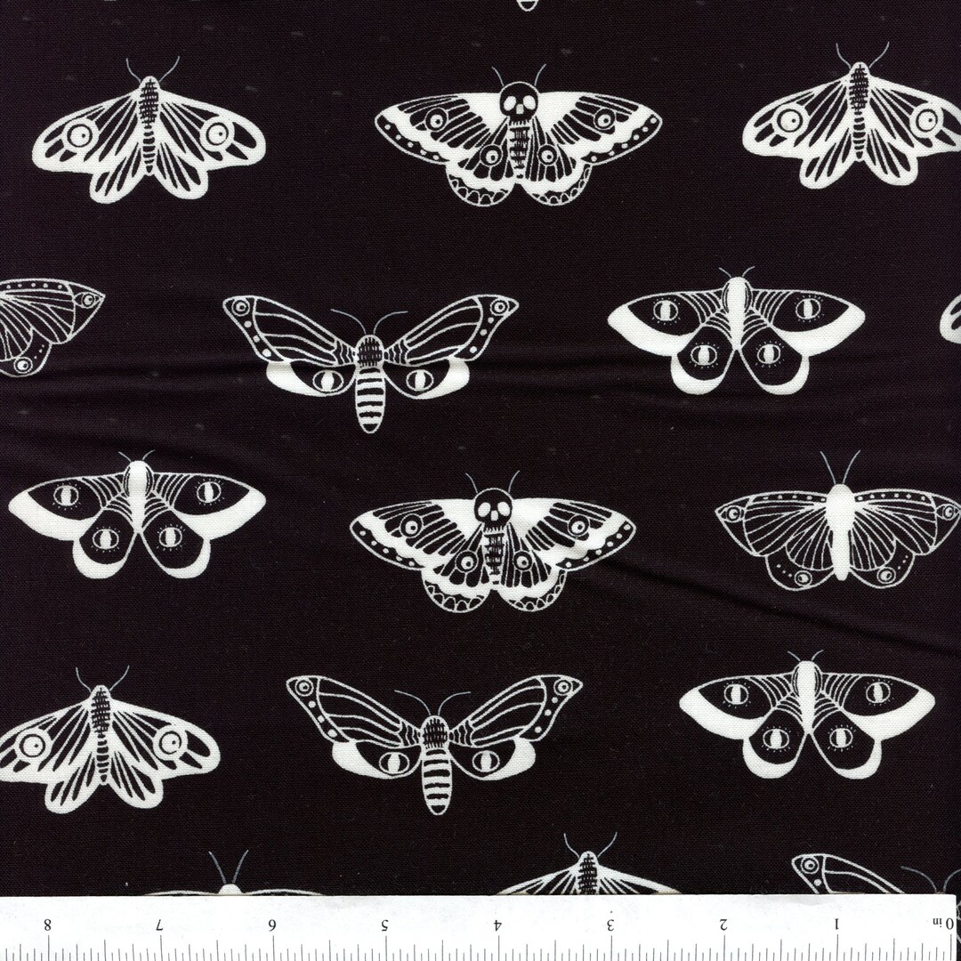 Sold by the Half Yard Noir Moth in Midnight Ghost by Alli K Design for ...