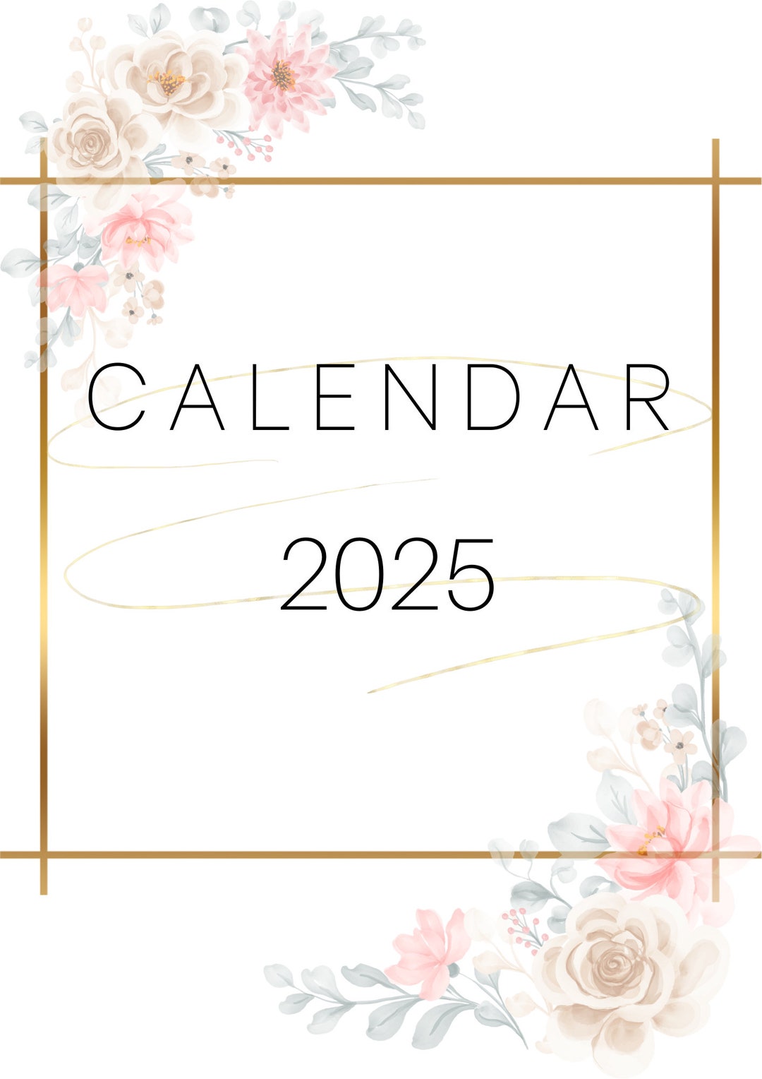 Calendar 2025 January-december Digital Product - Etsy