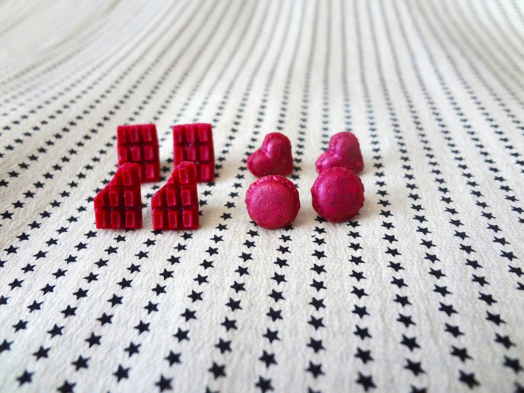 Pink Mini Macaroon & Chocolate Bar Earrings . Barbiecore Gift . Cute ...