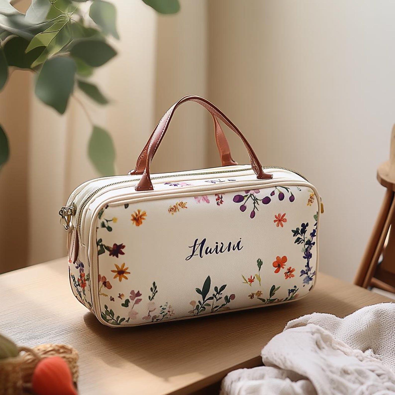 White Series Hand-painted Flowers Bridal Bridesmaid Makeup Bag - Etsy