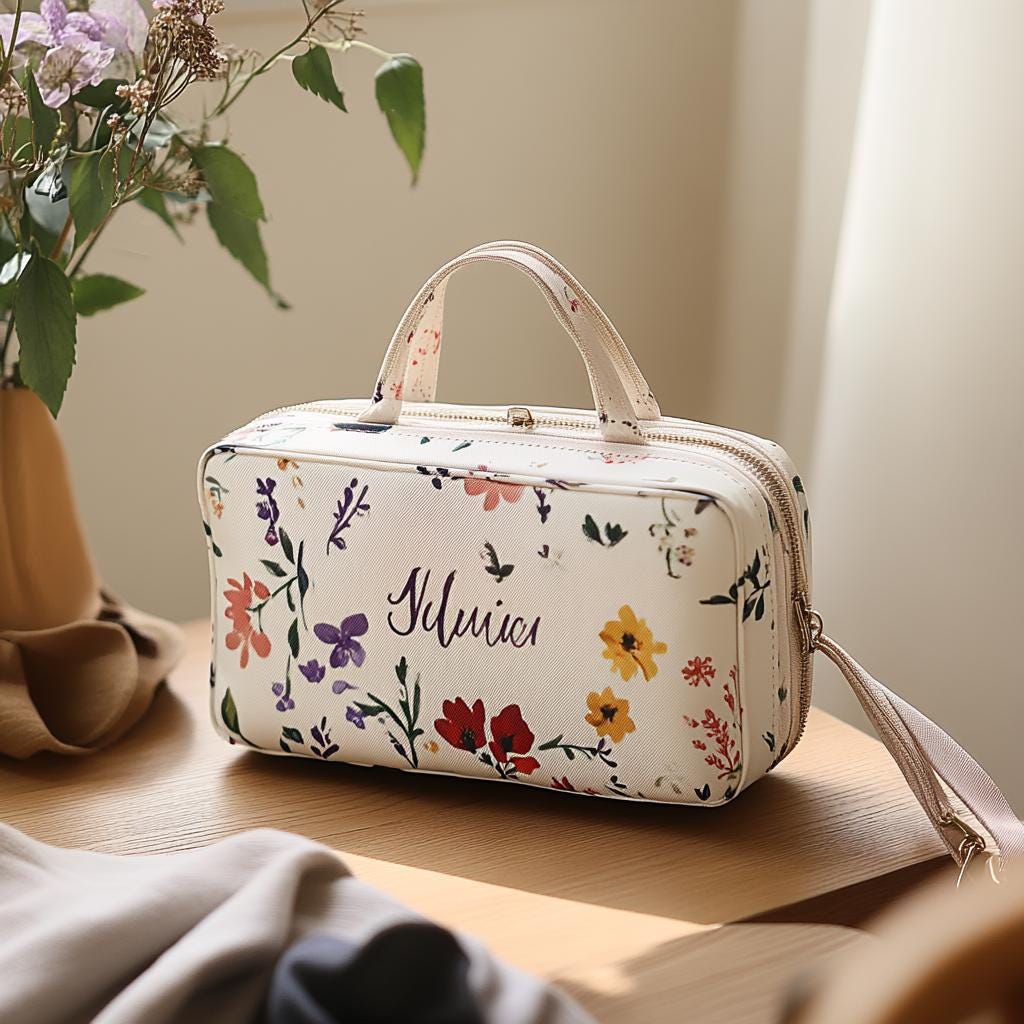 White Series Hand-painted Flowers Bridal Bridesmaid Makeup Bag - Etsy