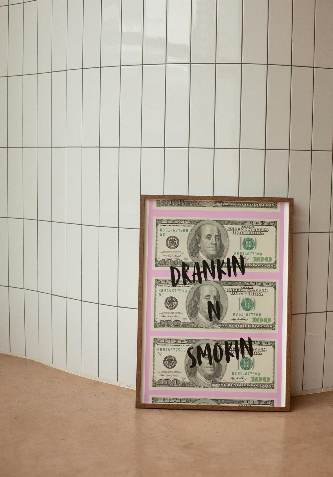 100 Dollar Printable Wall Art, One Hundred Dollar Bill Poster, Trendy ...