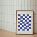 Checkered Wall Art, Blue Checkered Art Print, Retro Funky Poster, Blue ...