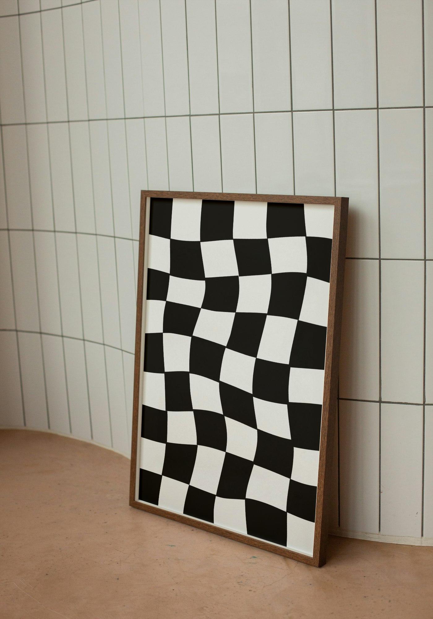 Checkered Wall Art, Black Checkered Art Print, Retro Funky Poster ...