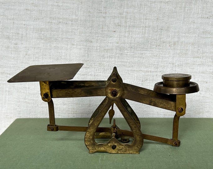 Antique Brass Postal Scale With Weight Made in England - Etsy