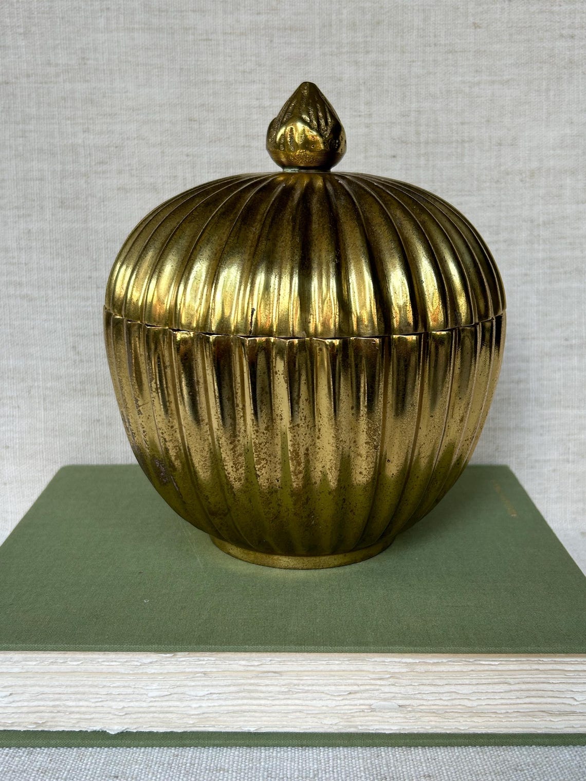 Vintage C.1960's Mid-century Solid Brass Fluted, Lidded Cachepot/urn ...