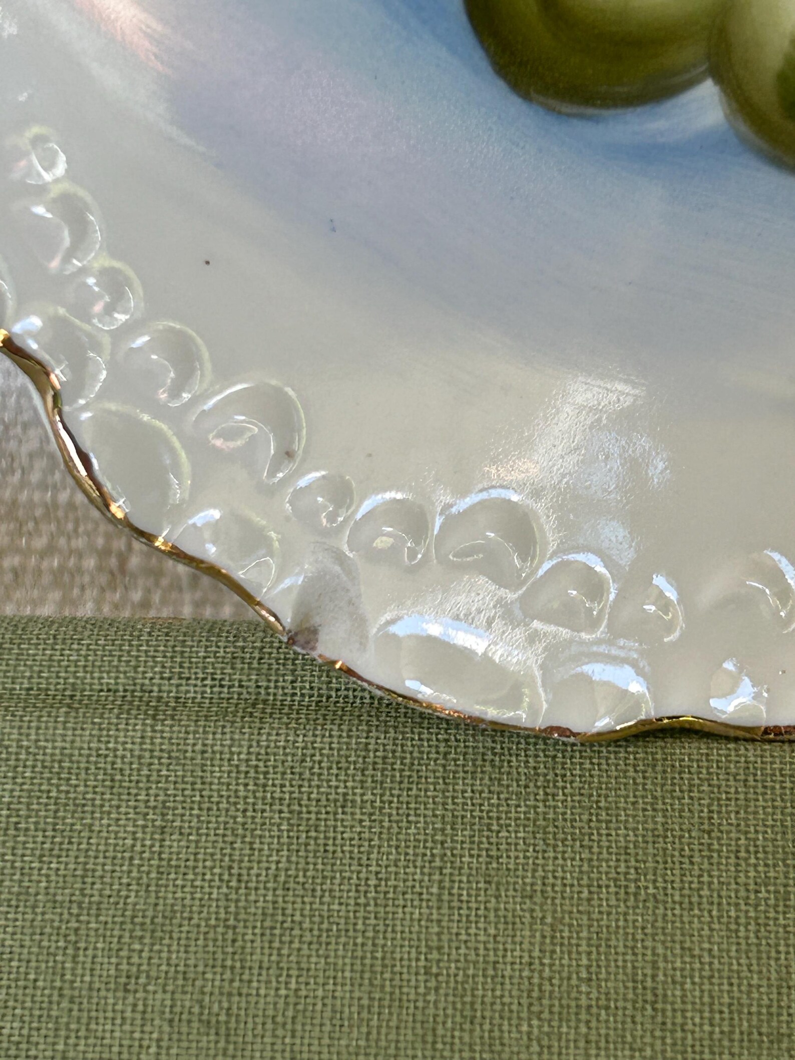 Vintage Lefton China Hand Painted Fruit PLATE SCALLOPED GOLD Porcelain ...
