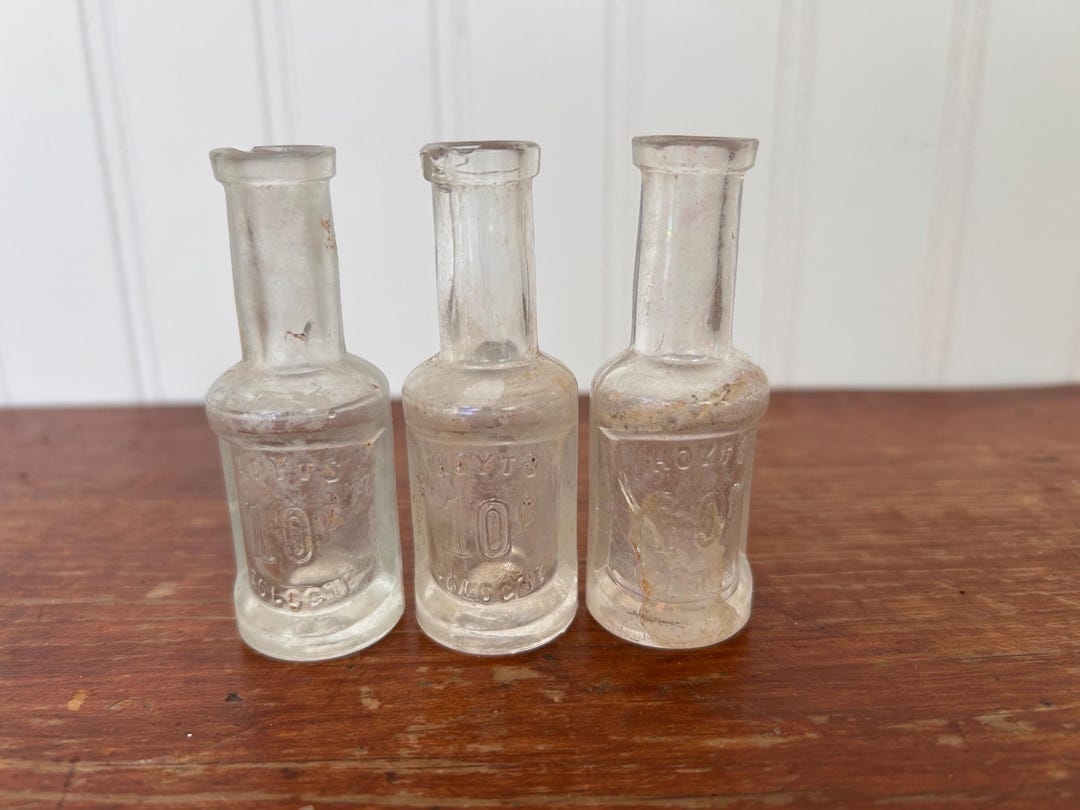 Antique Hoyt’s Cologne Bottles Set | Apothecary Decor | 10 Cent - Etsy