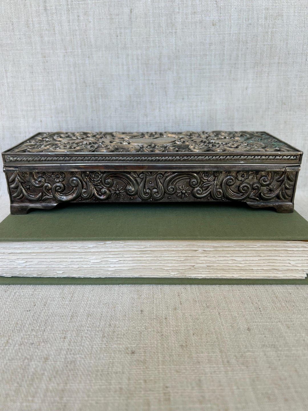 Godinger Jewelry Box, Vintage Collectible Silver Plated Floral Beige ...