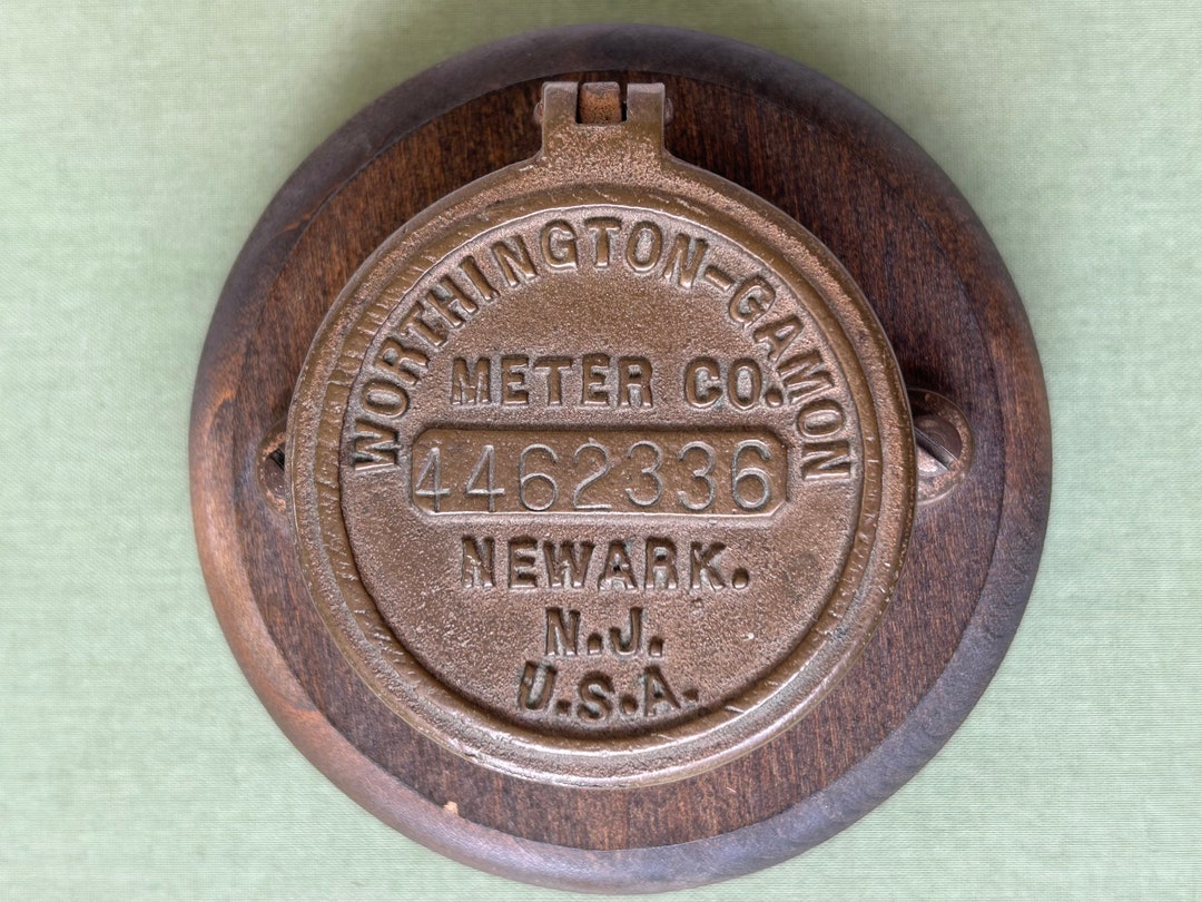 Vintage Brass New Jersey Water Meter Cap Mounted on Wood - Etsy