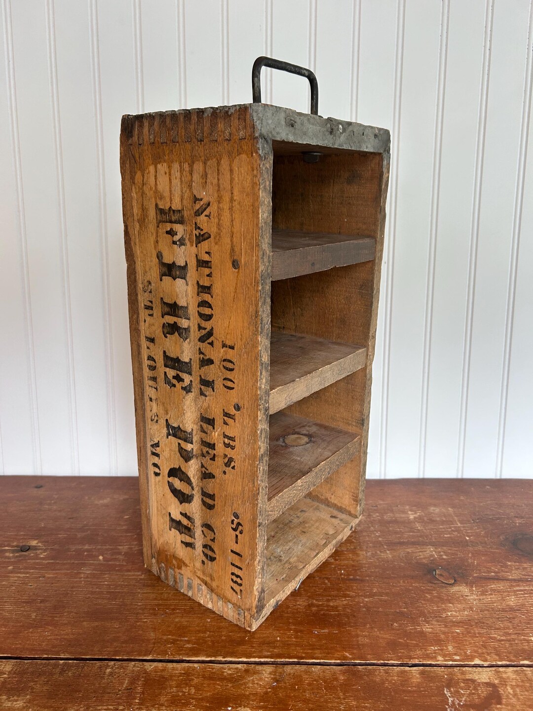 Vintage National Lead Co. Wooden Crate Shelf | Rustic Industrial ...