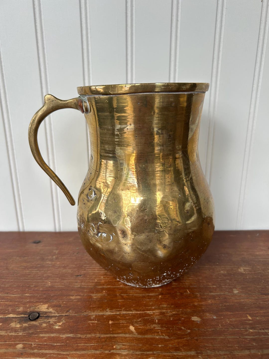 Antique Brass 19th Century Handled Brass Vessel With Copper Riveted ...