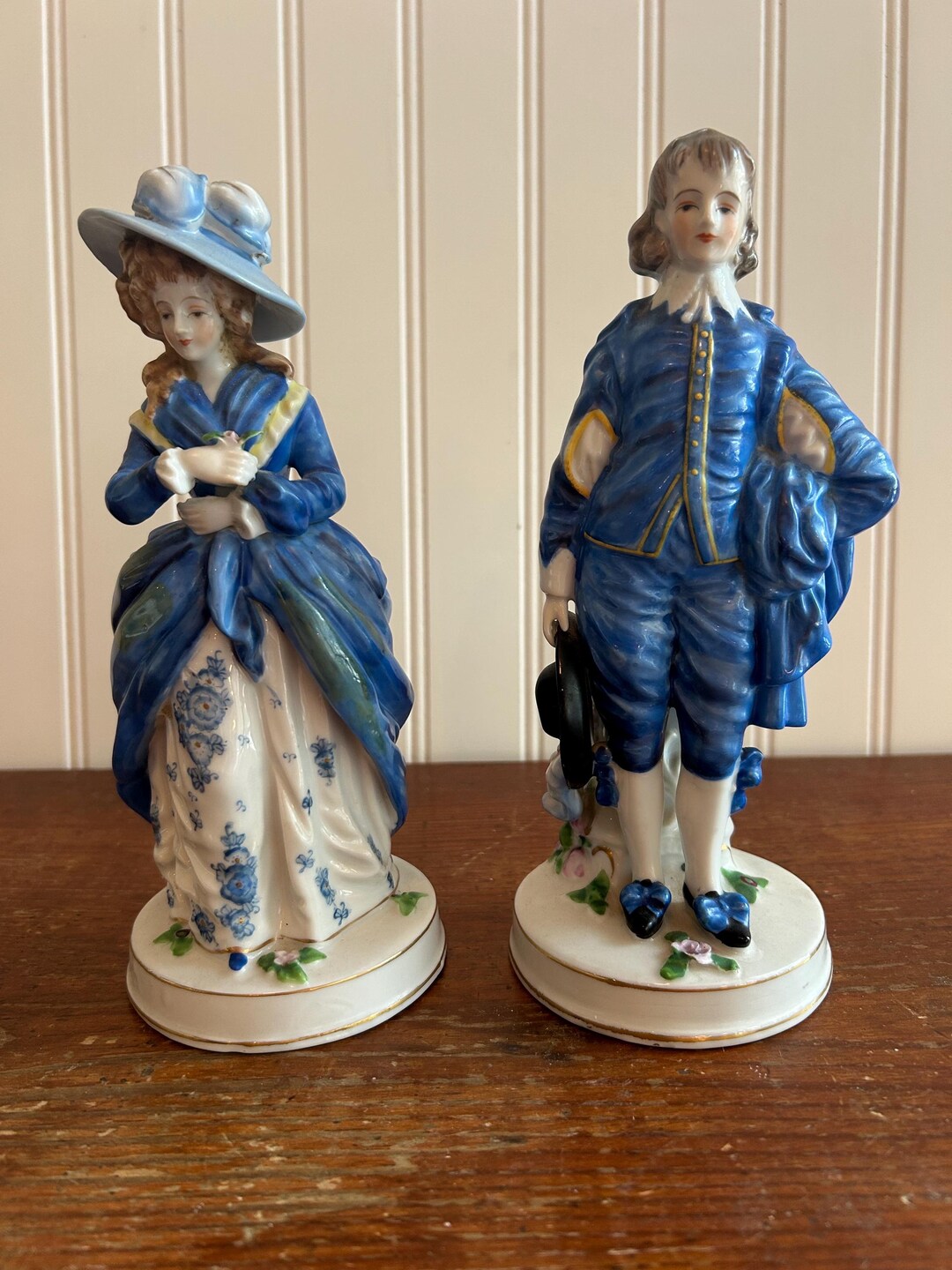 Vintage “boy Blue” Porcelain Figurines – Colonial Couple – Hand-painted ...