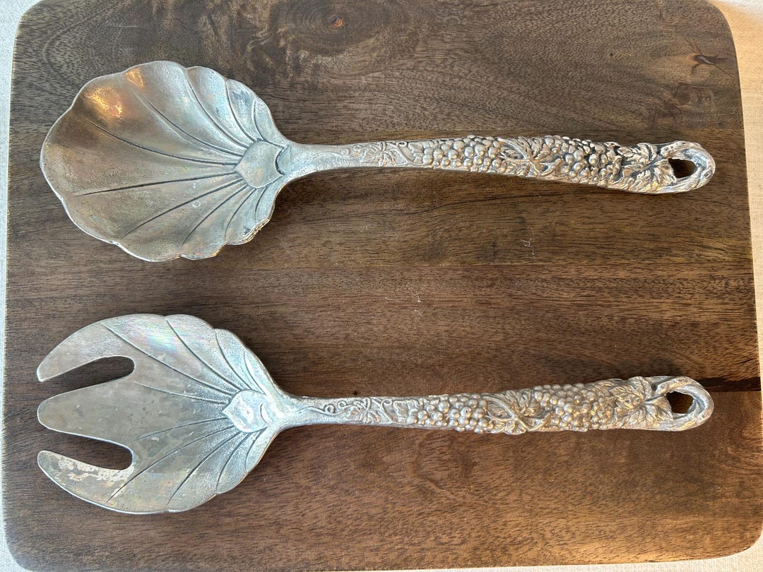 Vintage Serving Spoons/ Arthur Court Grape Salad Serving Utensils Set ...