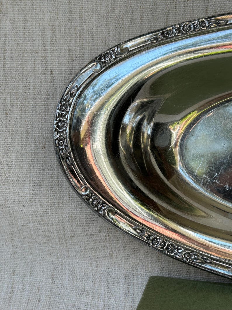 Vintage Silver Plate Tray With Floral Design - Etsy