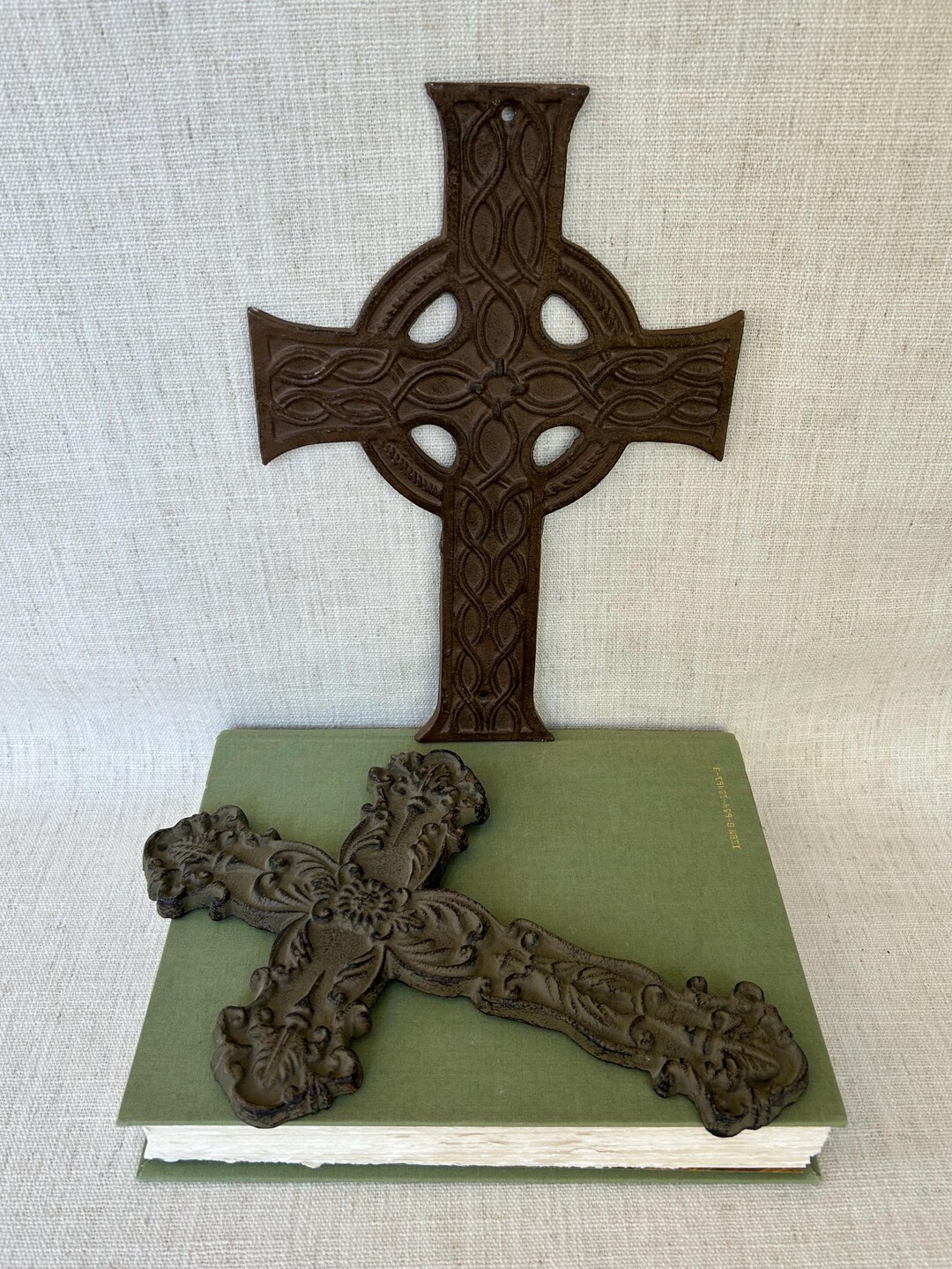 Set of 2 Cast Iron Wall Hanging Crosses - Etsy