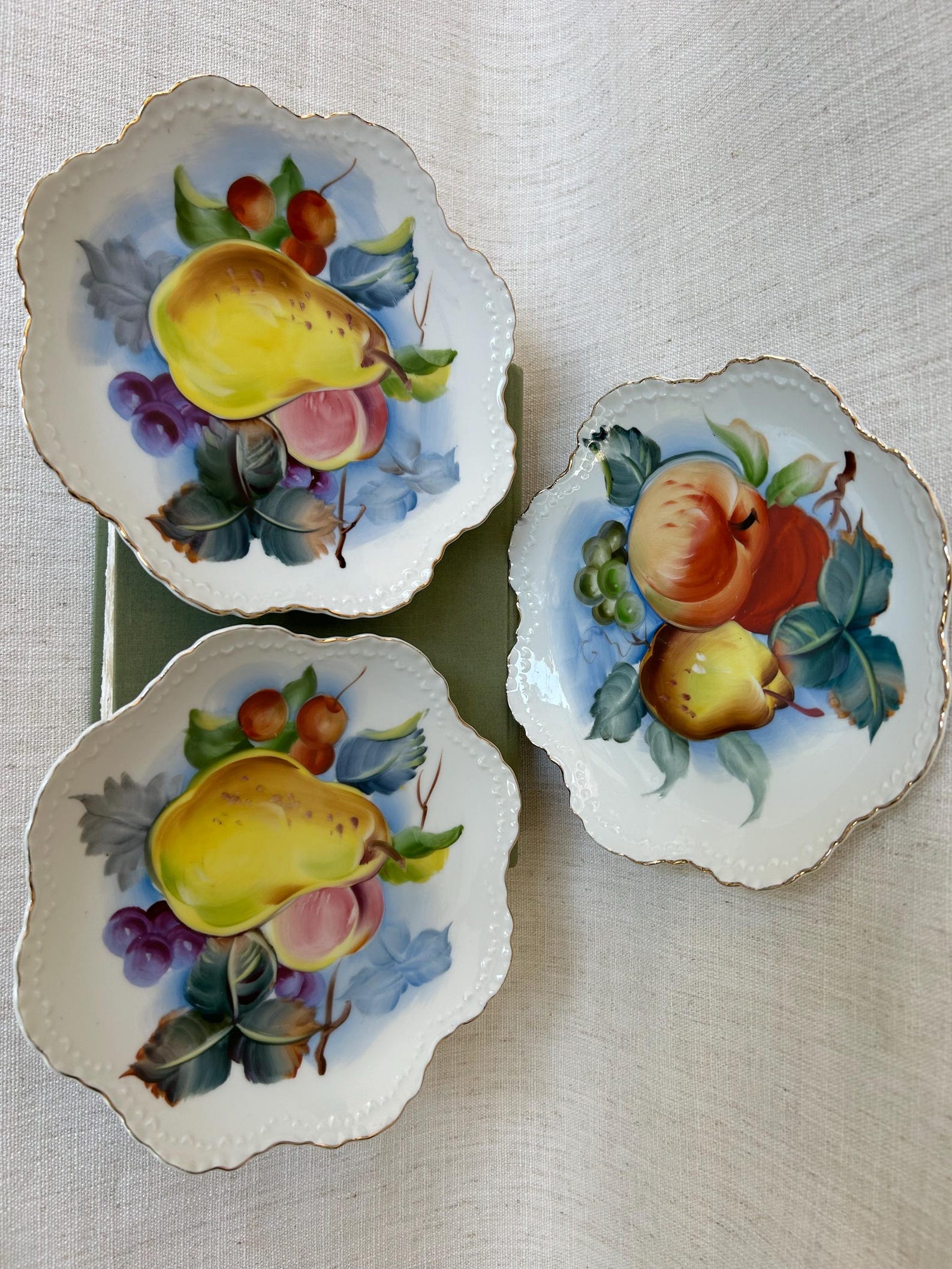 Vintage Lefton China Hand Painted Fruit PLATE SCALLOPED GOLD Porcelain ...