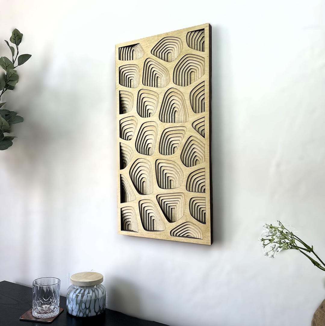 Cascading Cells - Handmade Geometric Modern Art Multilayered Wooden ...