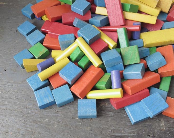 Vintage Wood Block Set With Storage Bag / Playskool - Etsy