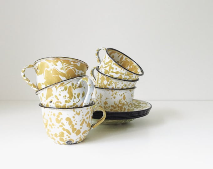 Lemon Lime Graniteware Tea Set - Etsy