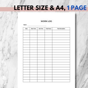 Printable Daily Work Log Template: A4 & Letter Size (PDF) - Etsy