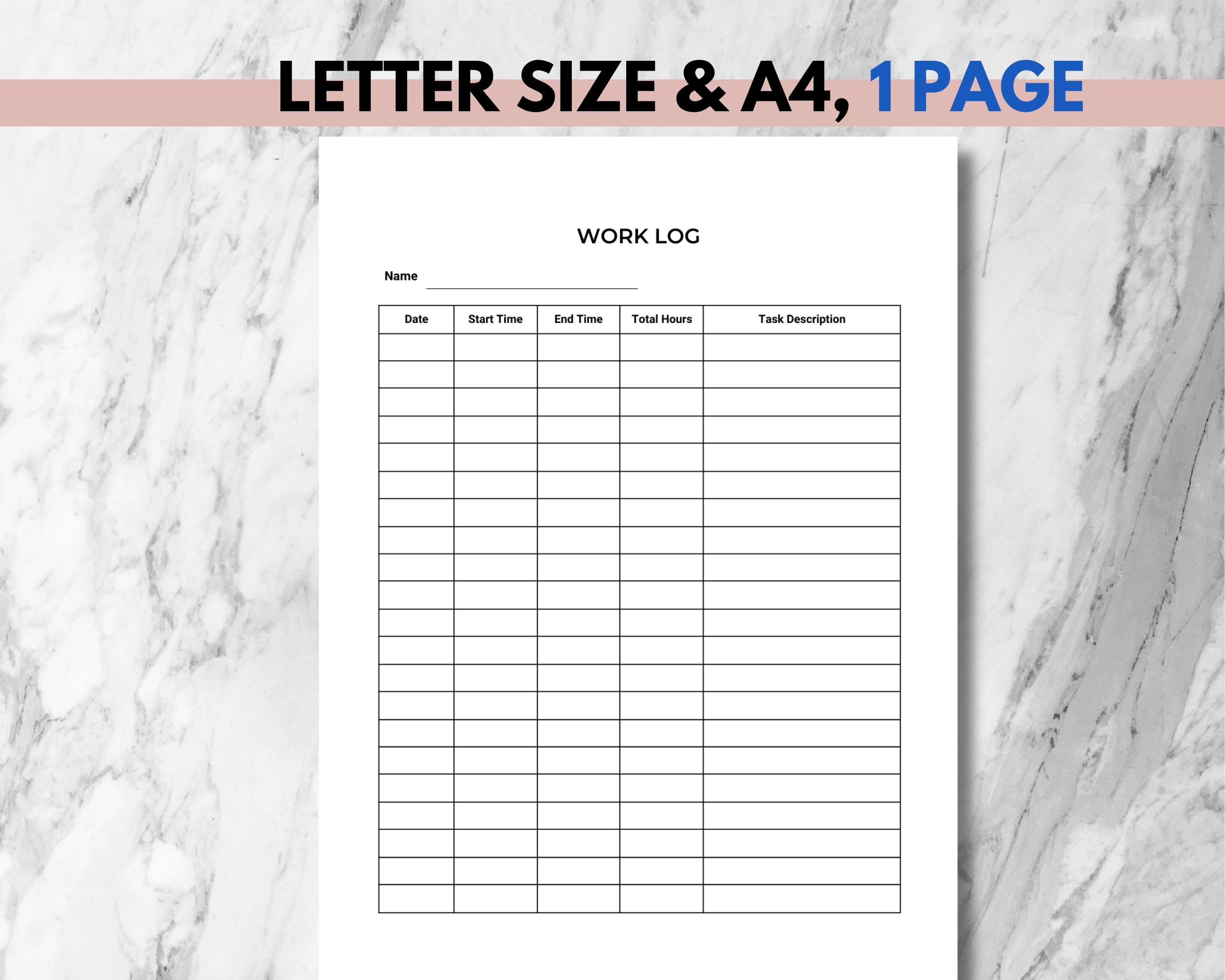 Printable Daily Work Log Template: A4 & Letter Size (PDF) - Etsy