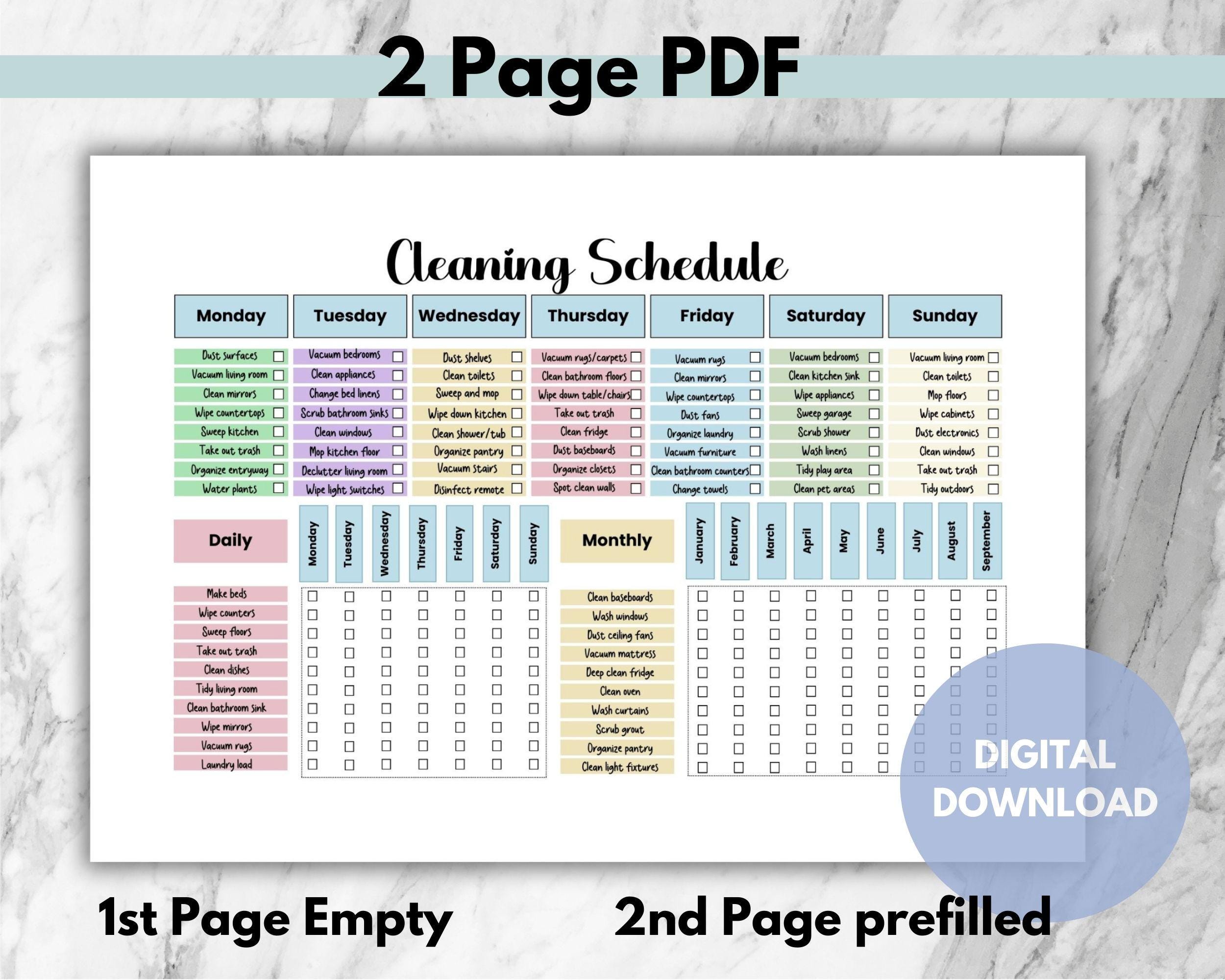 Master Cleaning List - House Chore Chart, Cleaning Schedule and Tracker ...