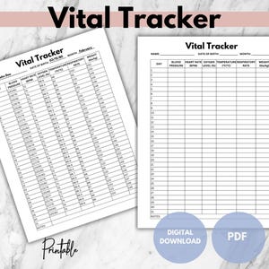 Vital Tracker, Vitals Log, Vital Signs Log, Vitals Tracker, Vital Sign ...