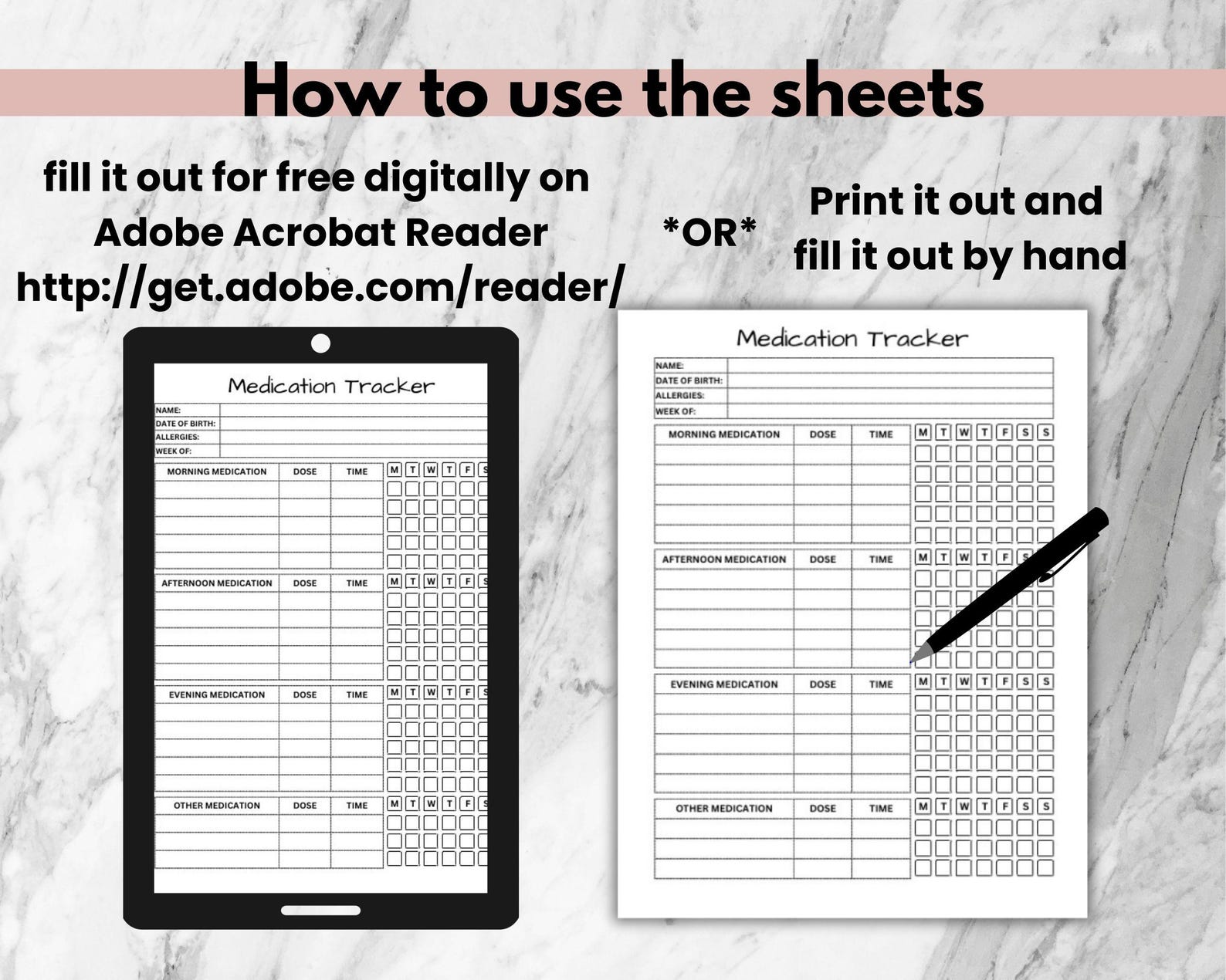 Printable Medication Tracker: Medical Planner, Health Journal (digital ...