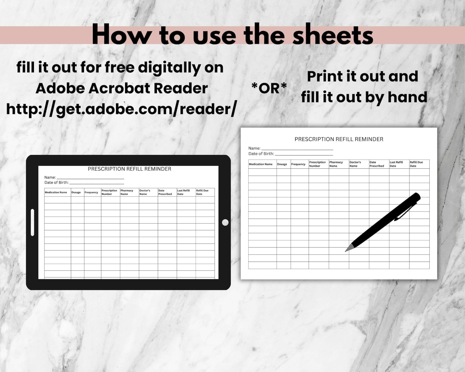 Prescription Refill Tracker, Medication Tracker, Medication Log ...