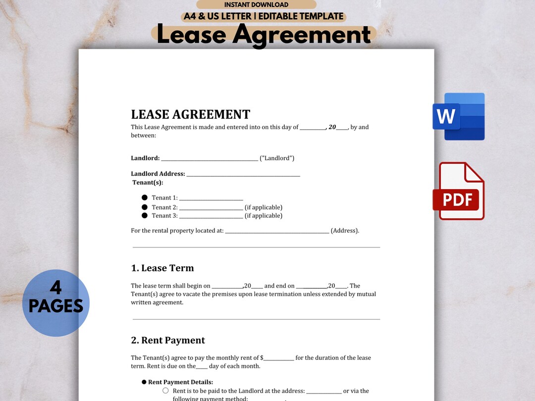 Editable Lease Agreement Template: Residential Rental Contract (PDF ...