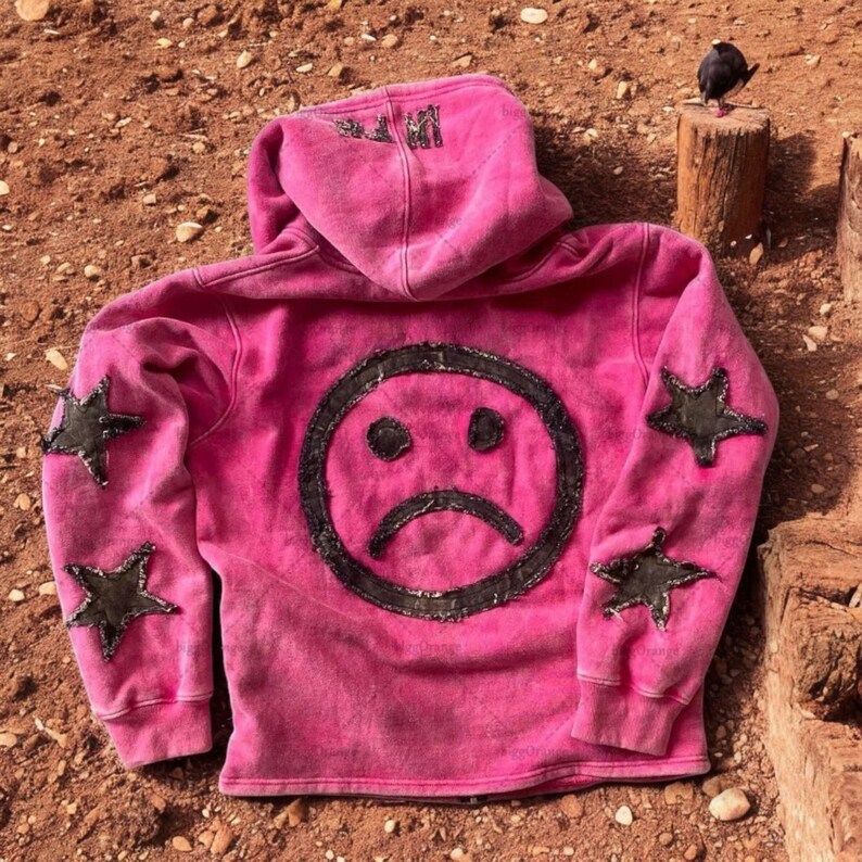 Star Letter Embroidered Zipper Y2k Street Fashion Hoodie, Oversized ...