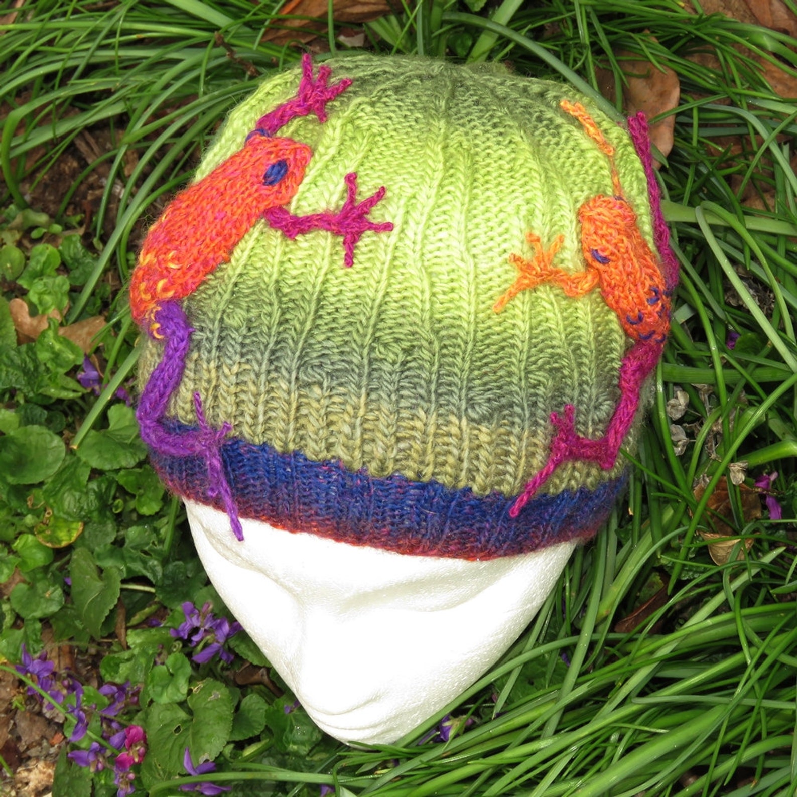 Knitting Pattern - Frogs in the Grass Beanie - Etsy